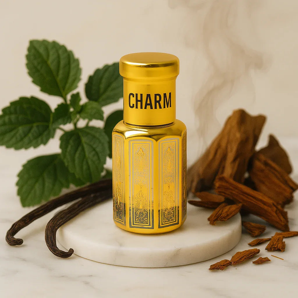Charm Perfume Oil – Vanilla Patchouli & Sandalwood Scent for Depth